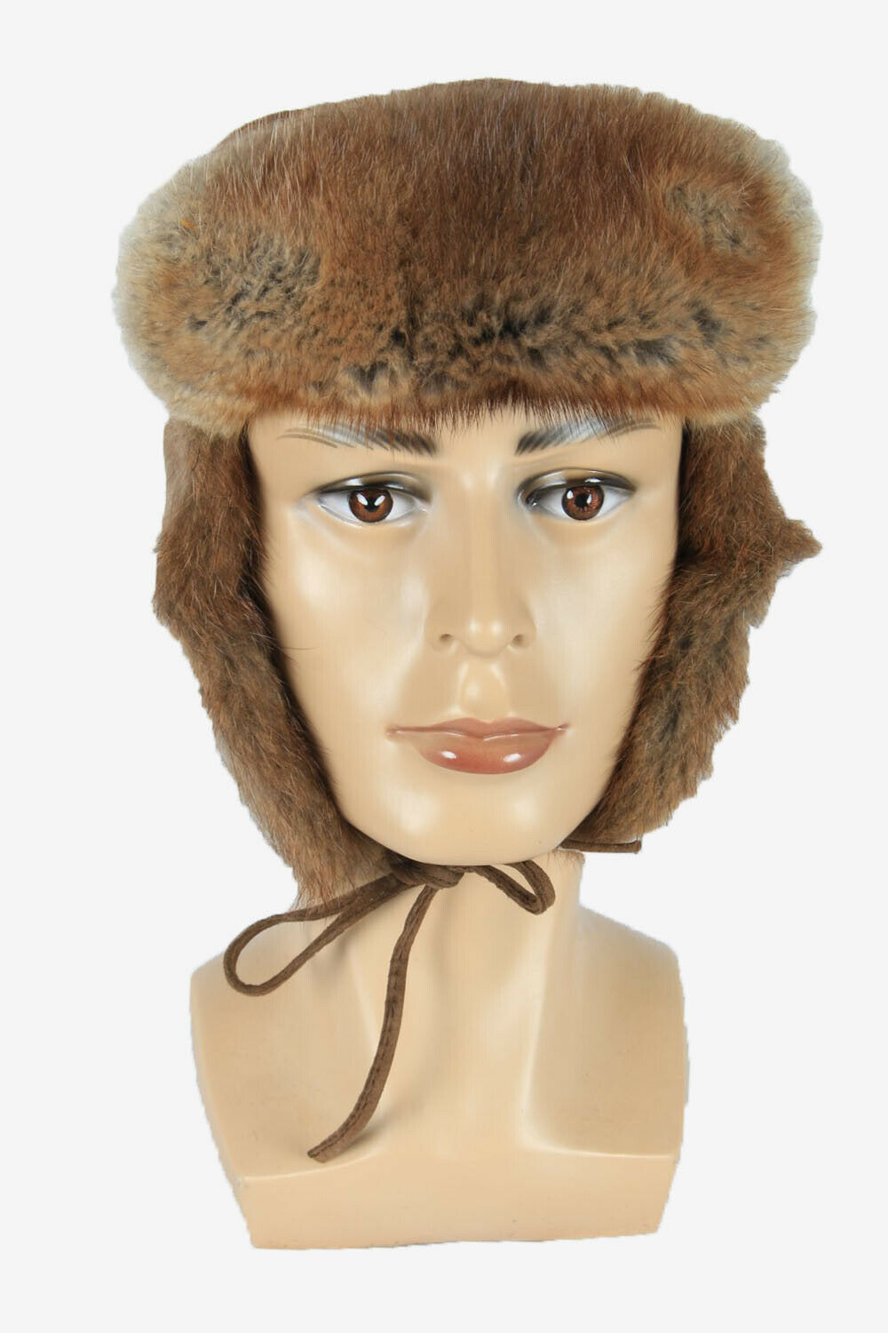 Fur Ushanka Hat Vintage Earflaps Ski Cossack 90s Brown Size 56 cm ...