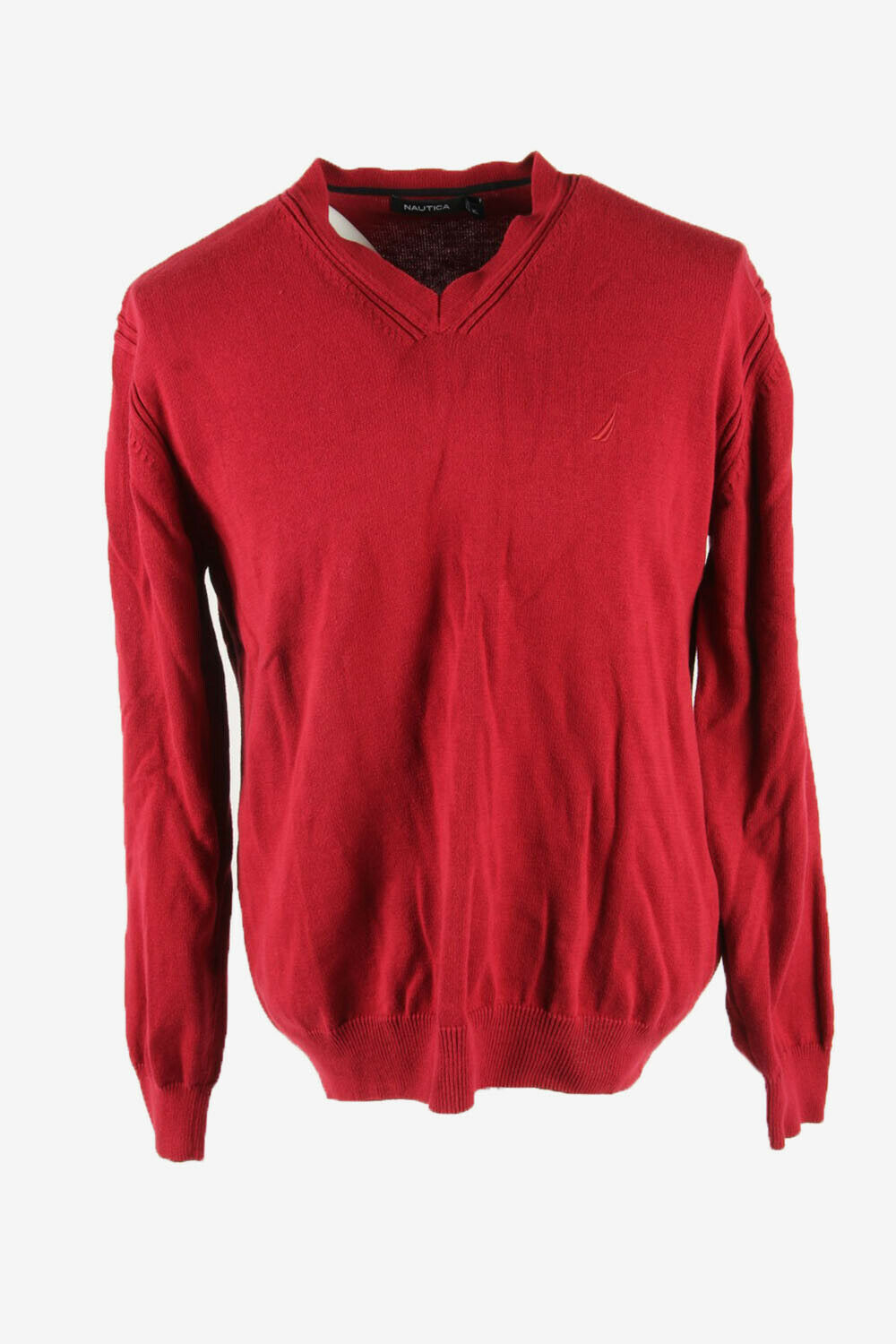 Nautica Jumper V Neck Vintage Long Sleeve Retro 90s Burgundy Size XL ...
