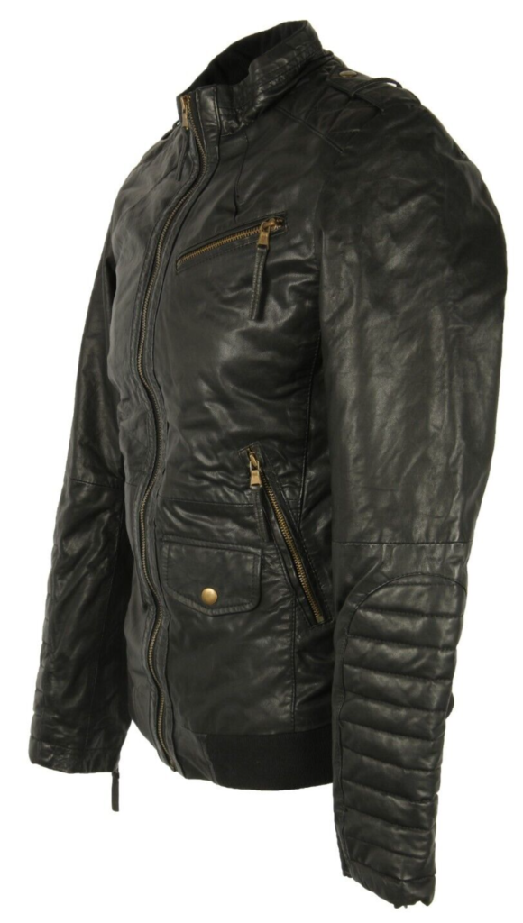 Real Leather Jacket Bareskin Mens Bomber Biker Racer Style S,M,L,XL ...